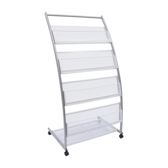 ROLLING MAGAZINE RACK Floor Standing Brochure Display Stand Holder for ...
