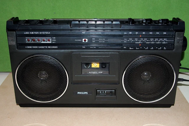 VINTAGE 1980 PHILIPS Ar-789 Stereo Cassette Radio Boombox - A Beauty ...