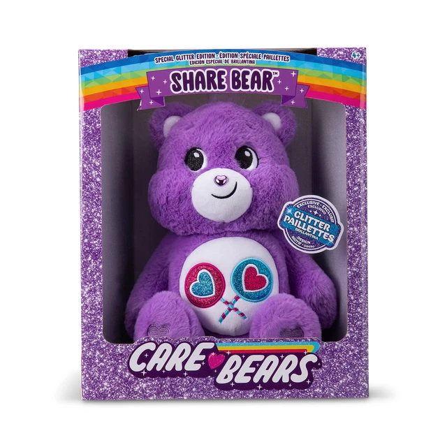 CARE BEARS,SHARE BEAR 35cm Glitter Belly Plush, Collectable 4+ , Basic ...