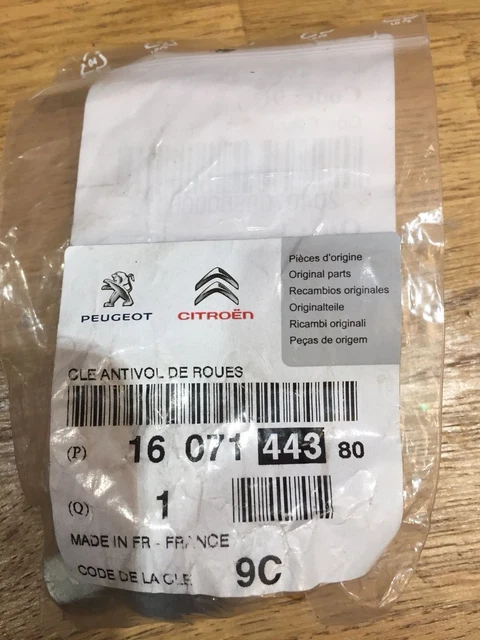 CITROEN PEUGEOT LOCKING WHEEL NUT/KEY code E9CS7 E 9 C S 7 £30.00 ...