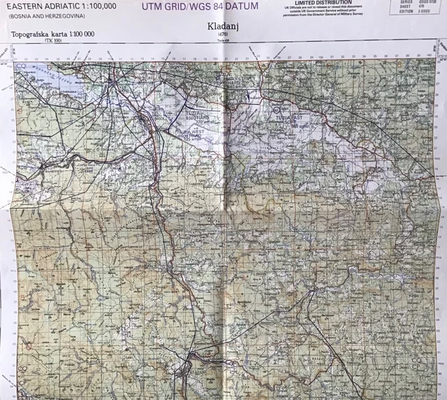 ORIGINAL BOSNIAN WAR-ERA 1:100,000 British Military Map Of Kladanj ...