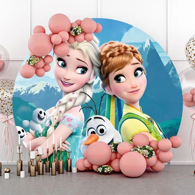 ROUND CIRCLE FROZEN Backdrop Princess Happy Birthday Photo Background ...