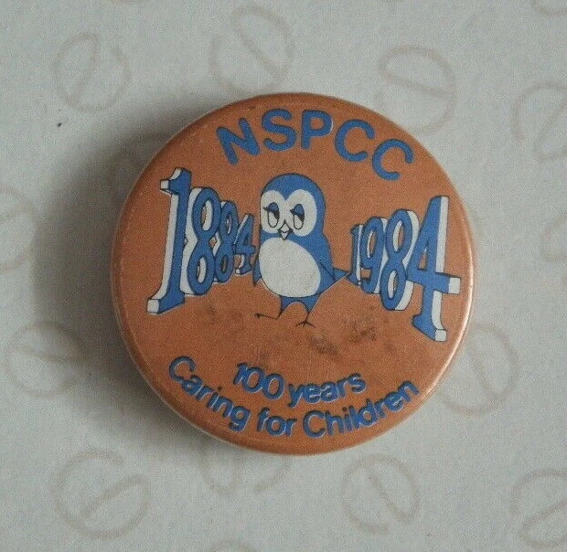 VINTAGE NSPCC 100 yrs caring for children Pin Badge. Measurements are 2 ...