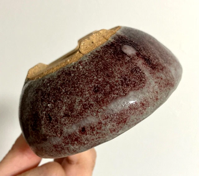 PETIT POT À bonsaï japonais rond émaillé rouge et gris φ3,5" \9 EUR 42 ...