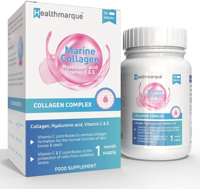 MARINE COLLAGEN COMPLEX Hyaluronic Acid Vitamin C&E 30 Tablets Powerful Nutrient £9.10 - PicClick UK