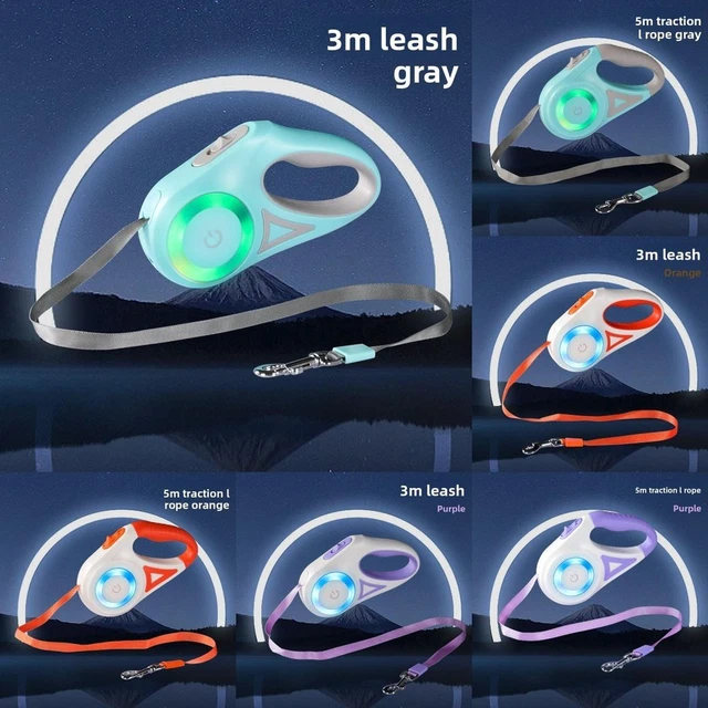 LED LIGHT AUTO Retractable Dog Traction Rope With Abs Material For ...