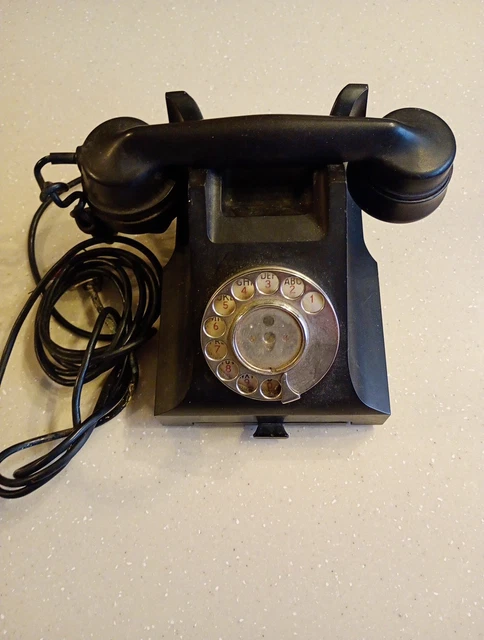 1940S BAKELITE TELEPHONE Vintage Black GPO300 Series Rotary Dial ...