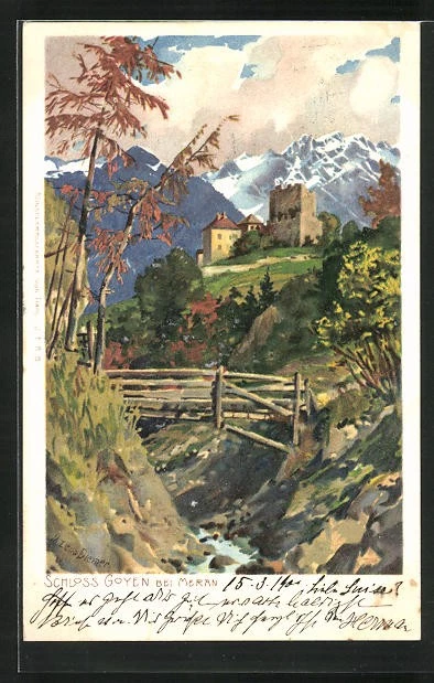 KÜNSTLER-AK ZENO DIEMER: Meran, Schloss Goyen 1900 EUR 17,00 - PicClick DE