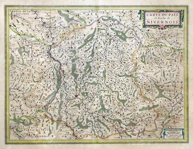NIVERNAIS ORIGINAL COPPERPLATE Map Hondius 1638 $174.51 - PicClick