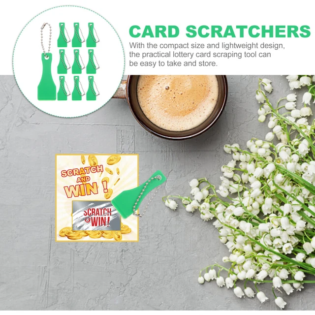 10 PCS SCRATCH Card Tool Scraping Plastic Scraper Keychain £11.49 ...