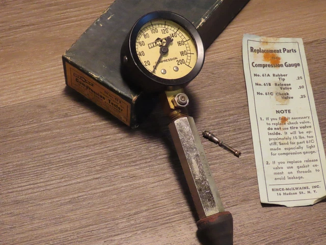 VINTAGE RINCK-MCILWAINE, INC. Compression Tester Pressure Gauge 0 ...