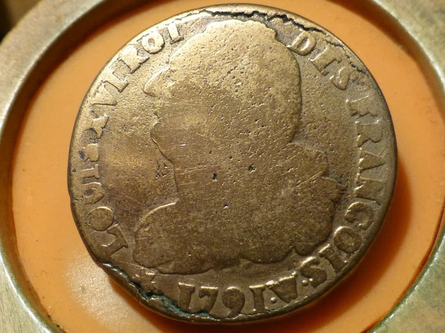 LOUIS XVI - 2 Sols Au Faisceau - 1791 W - Millesime Rare & Qualite Tb ...