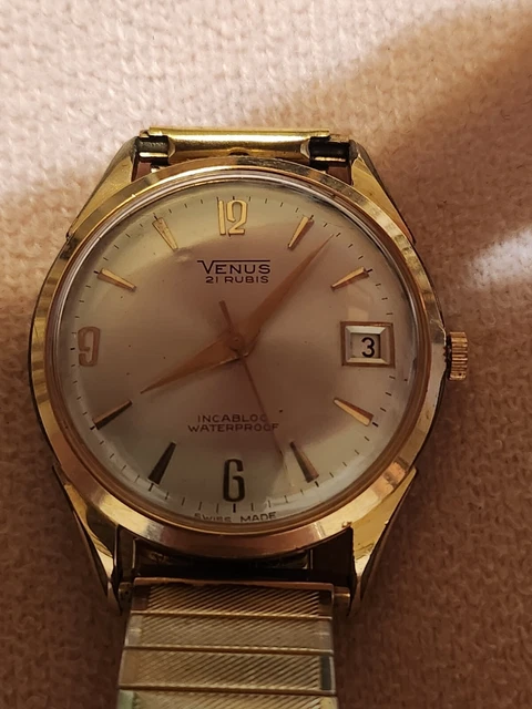 VINTAGE VENUS DATE 21 Rubis Mechanical Men's Watch £55.00 - PicClick UK