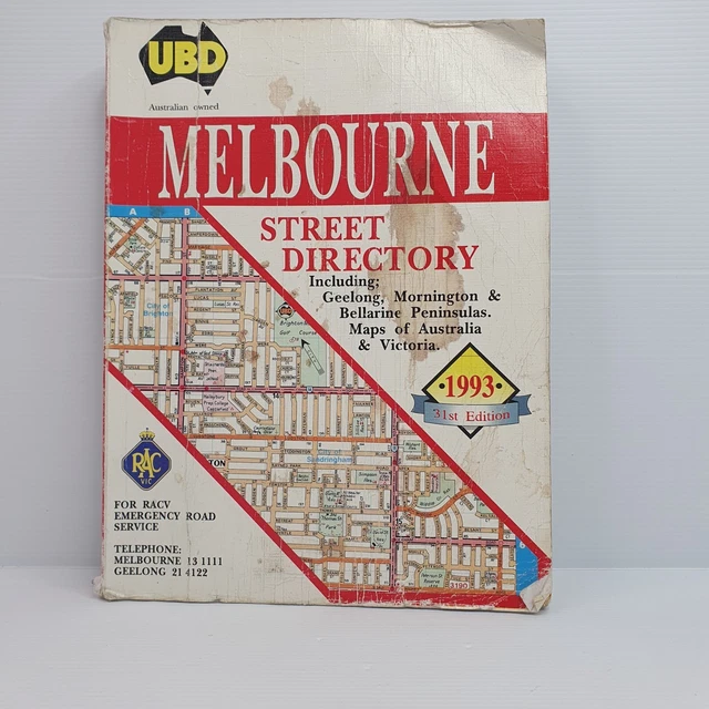UBD 1993 MELBOURNE Street Directory 31st Edition - Soft Cover AC EUR 18 ...