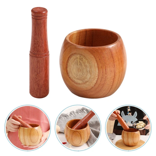 CUISINE MORTIER ET Pilon Ail Ballu Outil Bol Grinder Vintage En Bois ...