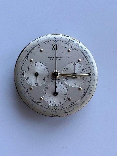 VINTAGE UNIVERSAL CAL 283 Compax Movement with Dial and Hands - working ...
