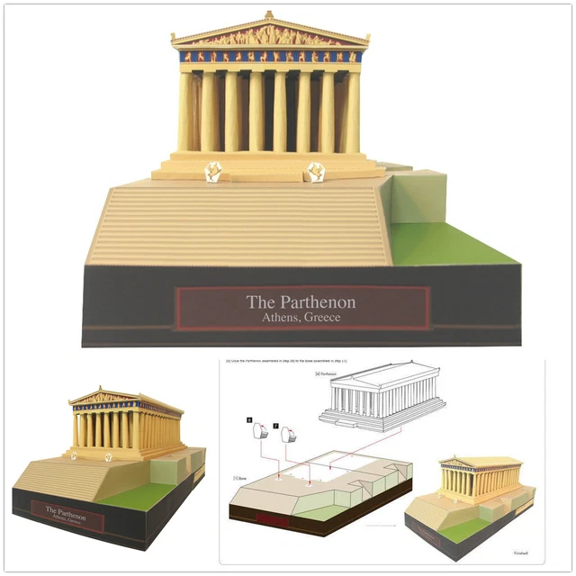 HAND DIY FAMOUS The Parthenon Temple 3d Paper Model Kit £14.99 ...