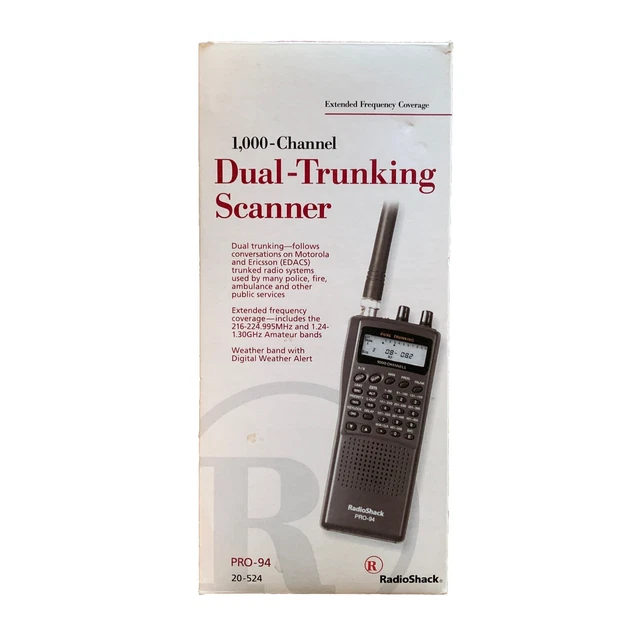 RADIO SHACK PRO-94 1000 Channel Dual Trunking Scanner (EDACS) Tested ...