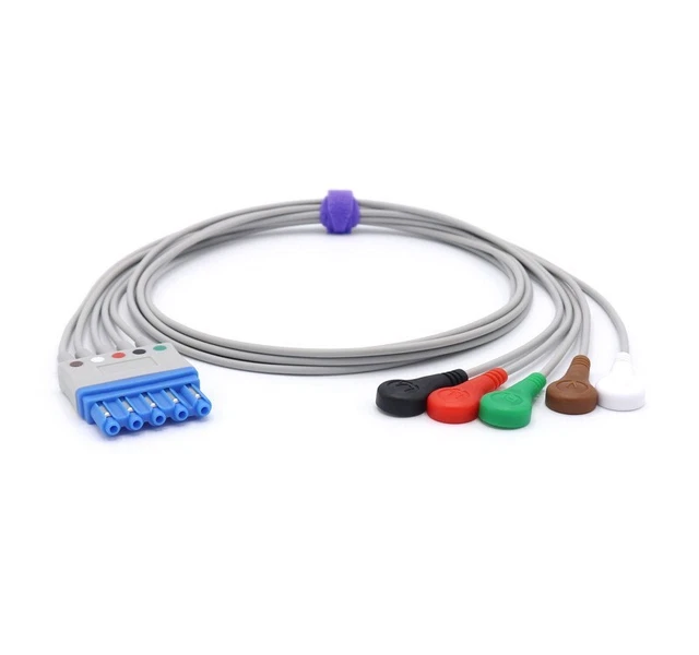ECG 5 LEAD Set Snap Patient Cable AHA TPU,Compatible with Philips/HP ...