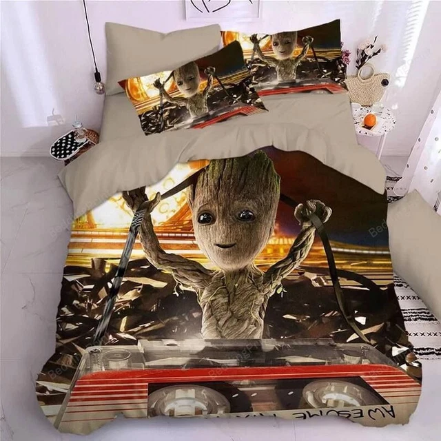 3D GUARDIANS OF The Galaxy Groot Star Lord Rocket Quilt Duvet Cover Set ...