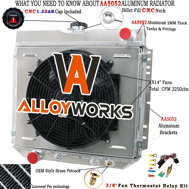 3 ROW RADIATOR Shroud Fan For 63-70 Mustang/Falcon/Torino/Fairlane ...