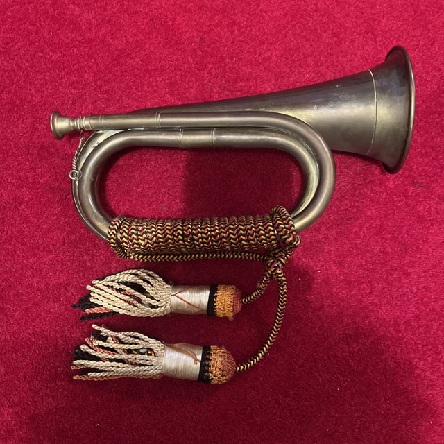 VINTAGE BRASS MILITARY Bugle Early 19th Century & Silk Tassels £48.02 ...