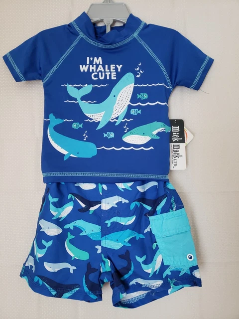 MICK MACK CHILDREN'S Swim Set New Size 18 Months Blue 'I'm Whaley Cute ...