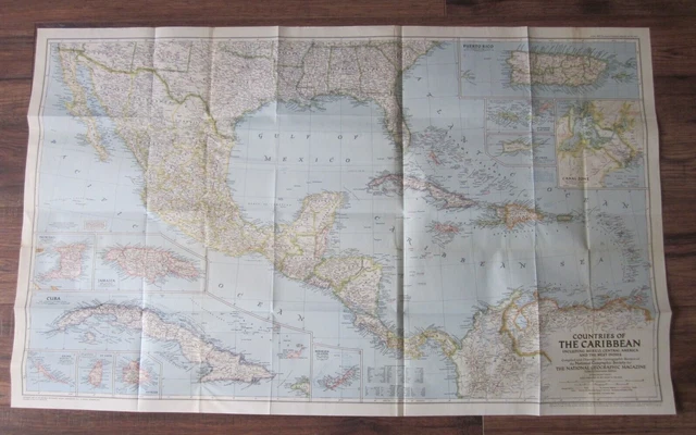 COUNTRIES OF THE Caribbean - National Geographic Map . 1947 (18) £6.99 ...