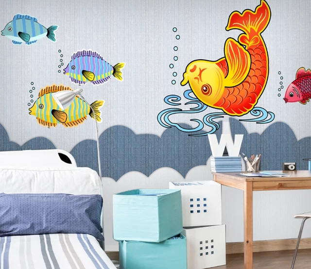 3D HAND DRAW Fish Wallpaper Wall Mural Removable Self-adhesive 1059 ...