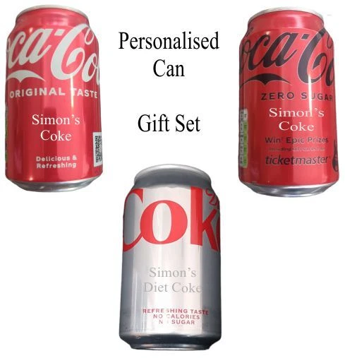 PERSONALISED ENGRAVED COCA Cola Can's & 10oz Mixer Glass In Silk Lined ...