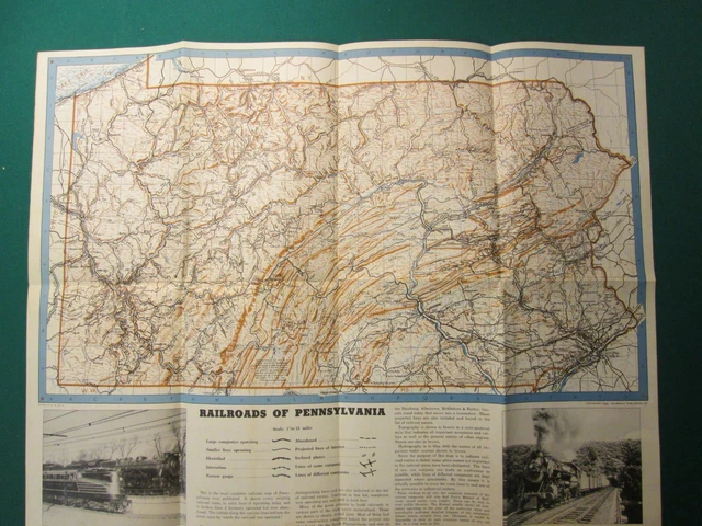 ORIGINAL 1942 RAILROAD Map of Pennsylvania Train Map $34.00 - PicClick