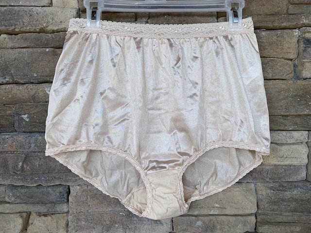 Cotillion 9 Nude Satin Panties Nylon Granny Bikini High Waist Underwear