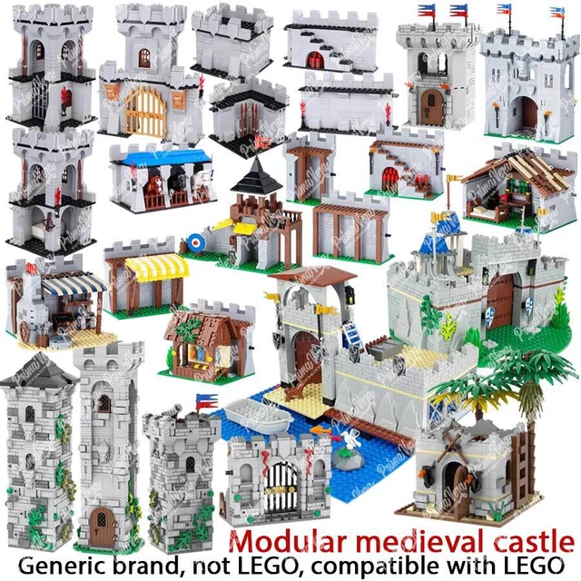 MEDIEVAL CASTLE MODULAR City Gate Wall Tower Stable Building Blocks for ...