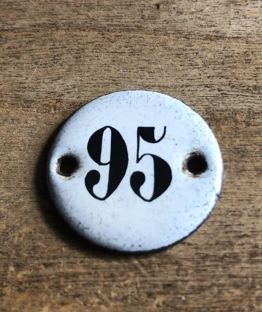 ANCIENNE PETITE PLAQUE EMAILLEE DE PORTE RONDE NUMERO 95 Deco Meuble ...