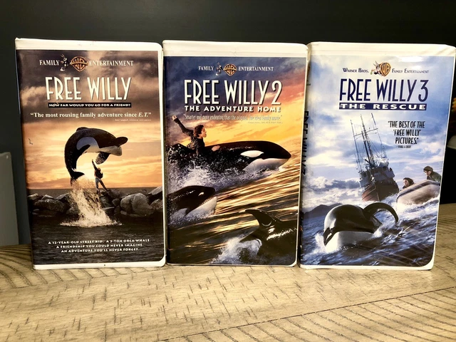 FREE WILLY TRILOGY VHS Set - Original, 2 The Adventure Home, 3 The ...