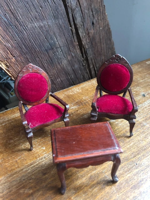 MOBILIER SALON POUR maison de poupées miniature, sièges x 2 et table EUR 20,00 - PicClick FR