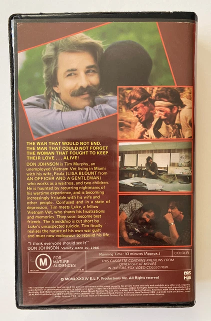 CEASE FIRE [VHS] CBS Fox Video Ex-Rental Tape Clam 1985 Don Johnson ...