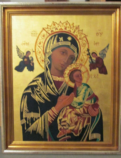ALTES GEMÄLDE IKONE Madonna Maria Mutter Gottes “Amolintos" auf Holz ...