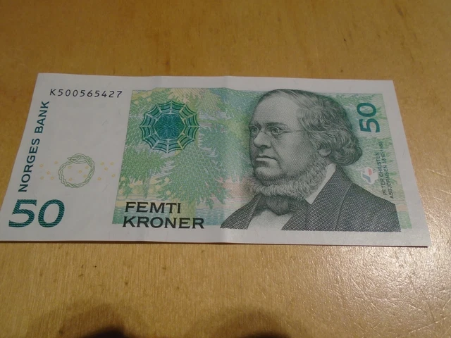 NORGES BANK 50 Femti Kroner Serial number K500565427 Very Good ...