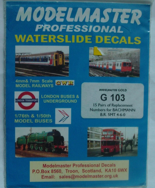MODELMASTER WATERSLIDE DECALS OO G103 Smokebox/Cab Numbers for BR BR 5MT 4-6-0 £6.99 - PicClick UK