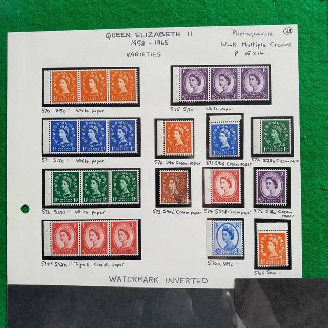 GB QEII WILDING pre-decimal Crowns wmk inverted, 1/2d S4c - 4d S85e £8. ...