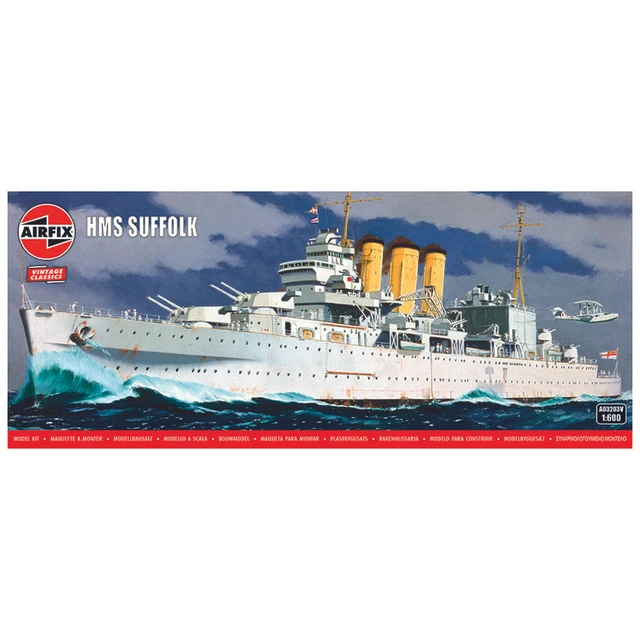 AIRFIX HMS SUFFOLK 1:600 Scale Vintage Classics County-Class Cruiser ...