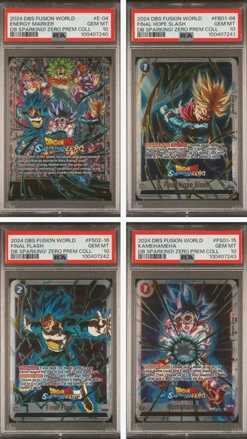 PSA 10 SET Dragon Ball Sparking Zero Promo Cards: FS01-15/FS02-16/FB01-66/E-04 £399.99 - PicClick UK