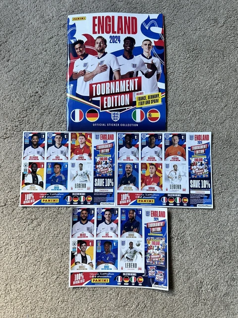 PANINI ENGLAND EURO 2024 Tournament Edition Starter Album & 3 Sheets £ ...
