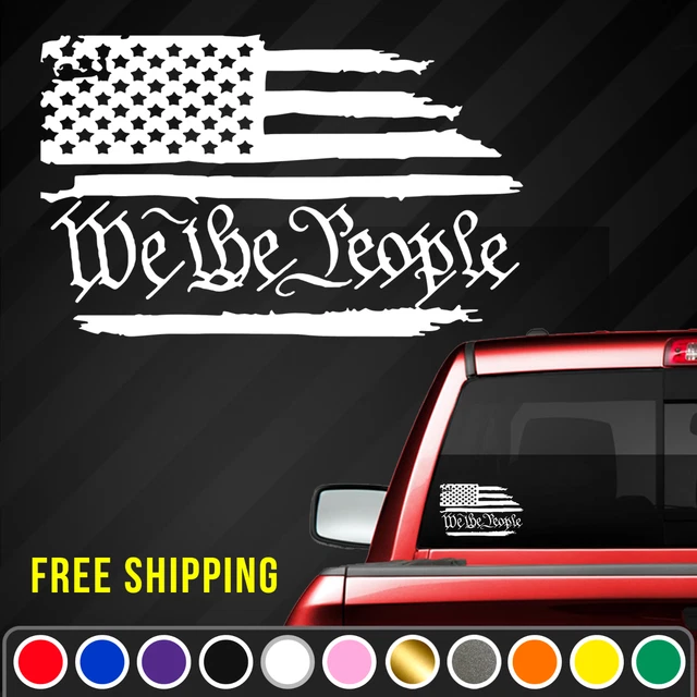 WE THE PEOPLE Tattered American Flag Vinyl Decal Sticker | Distressed ...