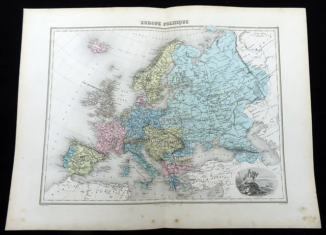 ANTIQUE MAP OF Europe Old European Empire Borders Hand Coloured ...