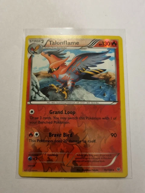 TALONFLAME 15/108 POKEMON Card XY Roaring Skies Rare Reverse Holo Foil ...