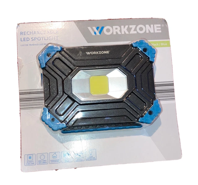 WORKZONE RECHARGEABLE LED spotlight lithium ion battery up to 2000 ...