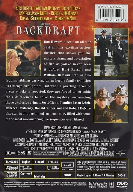 BACKDRAFT [DVD] (DVD) Kurt Russell William Baldwin Scott Glenn Rebecca ...