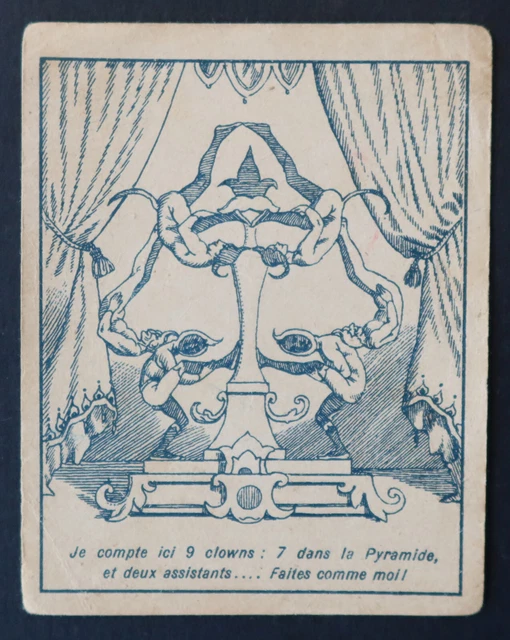 CHROMO ANCIEN CARTE ENIGME JEU DEVINETTE 9 clowns EUR 7,00 - PicClick FR